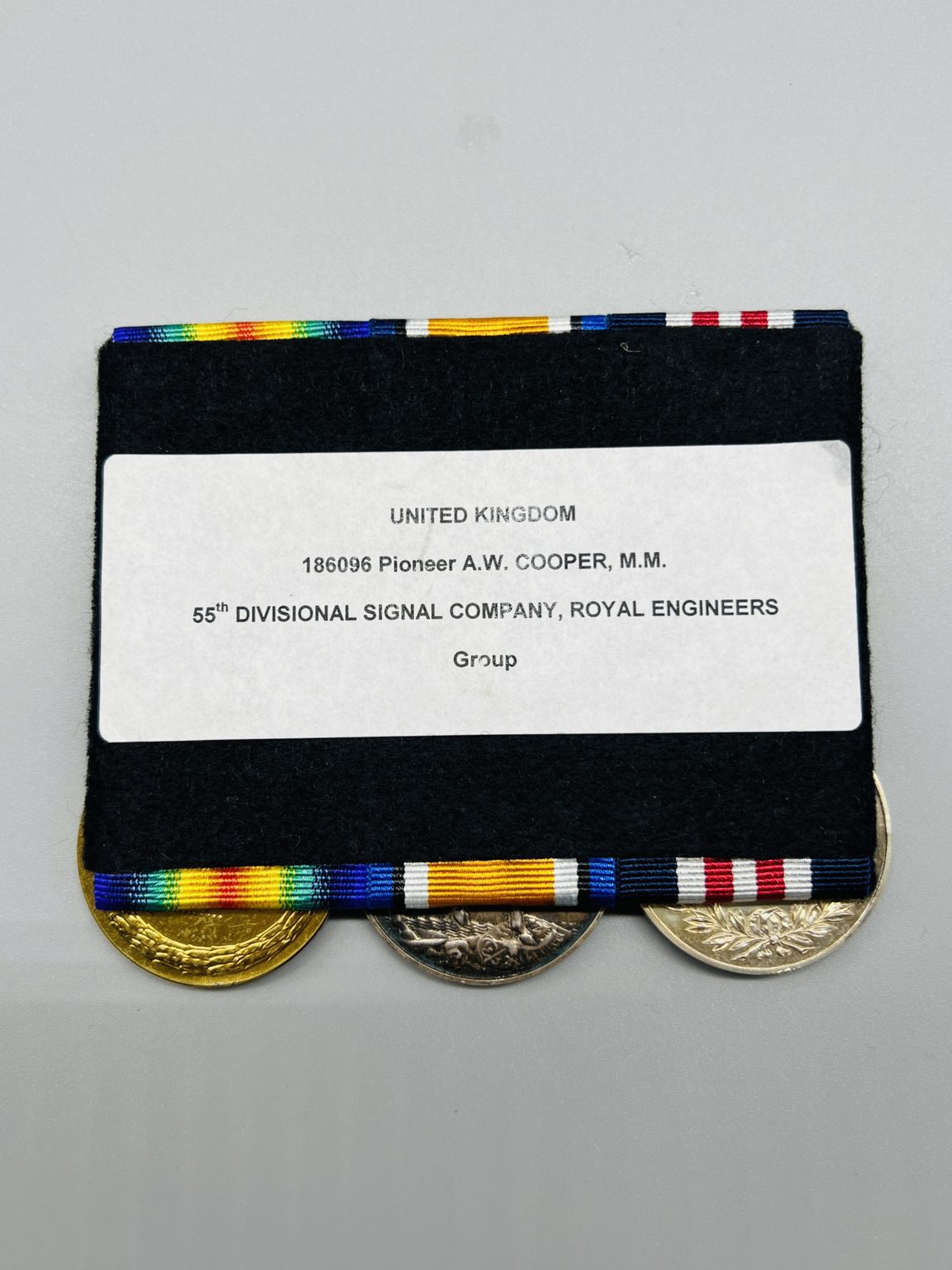 WW1 Military Medal Group Awarded To Pioneer A.W. Cooper R.E.