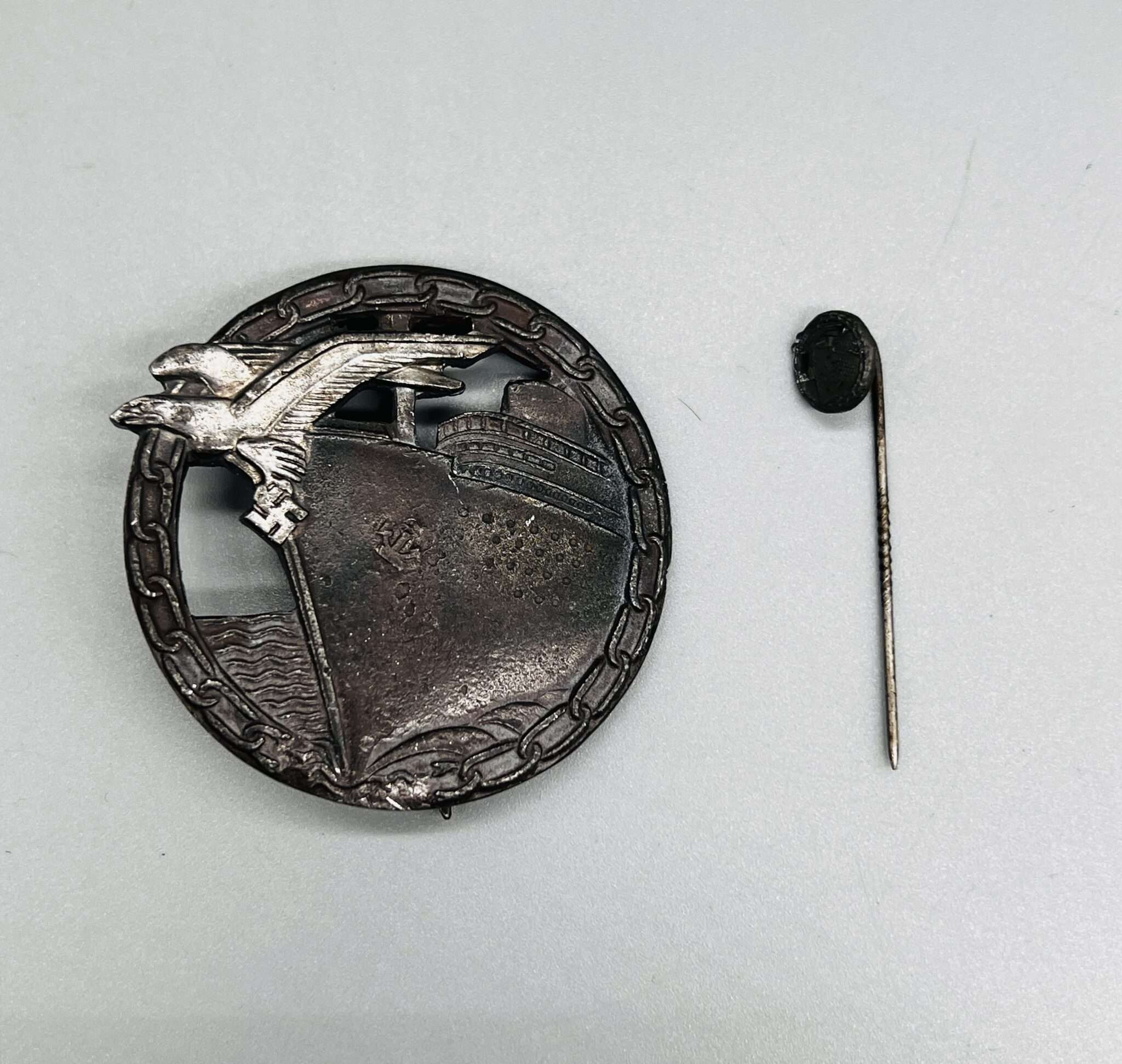 WW2 German Blockade Runners Badge With Stickpin By Fec. Otto Placzek